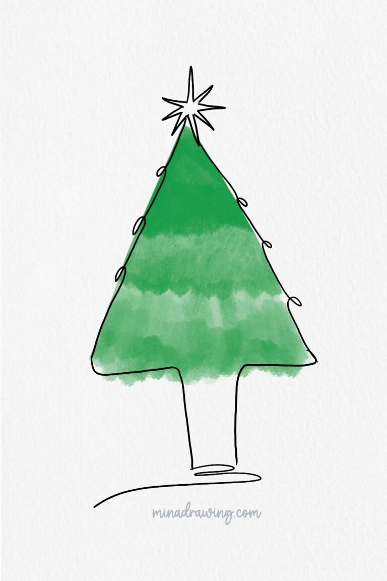 14 Easy Christmas Tree Drawing Ideas • Mina Drawing