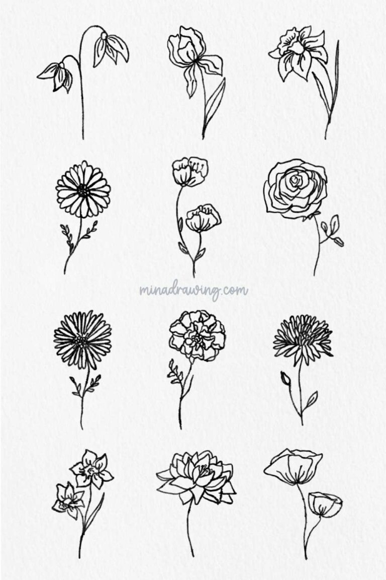 15 Easy Flower Drawing Ideas • Mina Drawing
