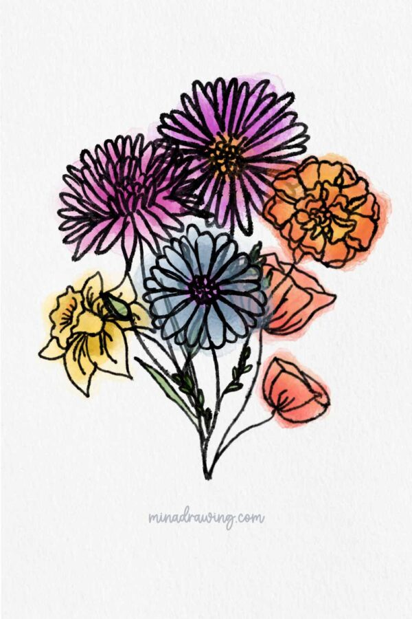 15 Easy Flower Drawing Ideas • Mina Drawing